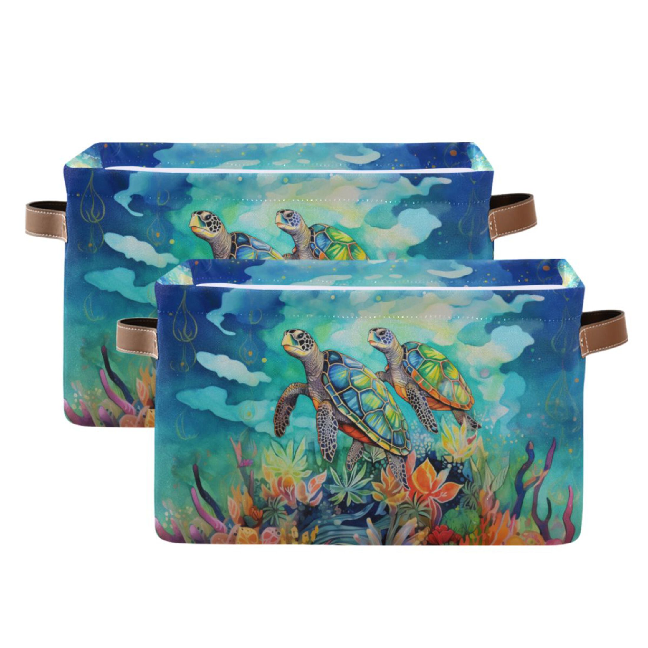 Sea Turtles in Ocean Storage Basket Large Bin Laundry Boxes Toys ...