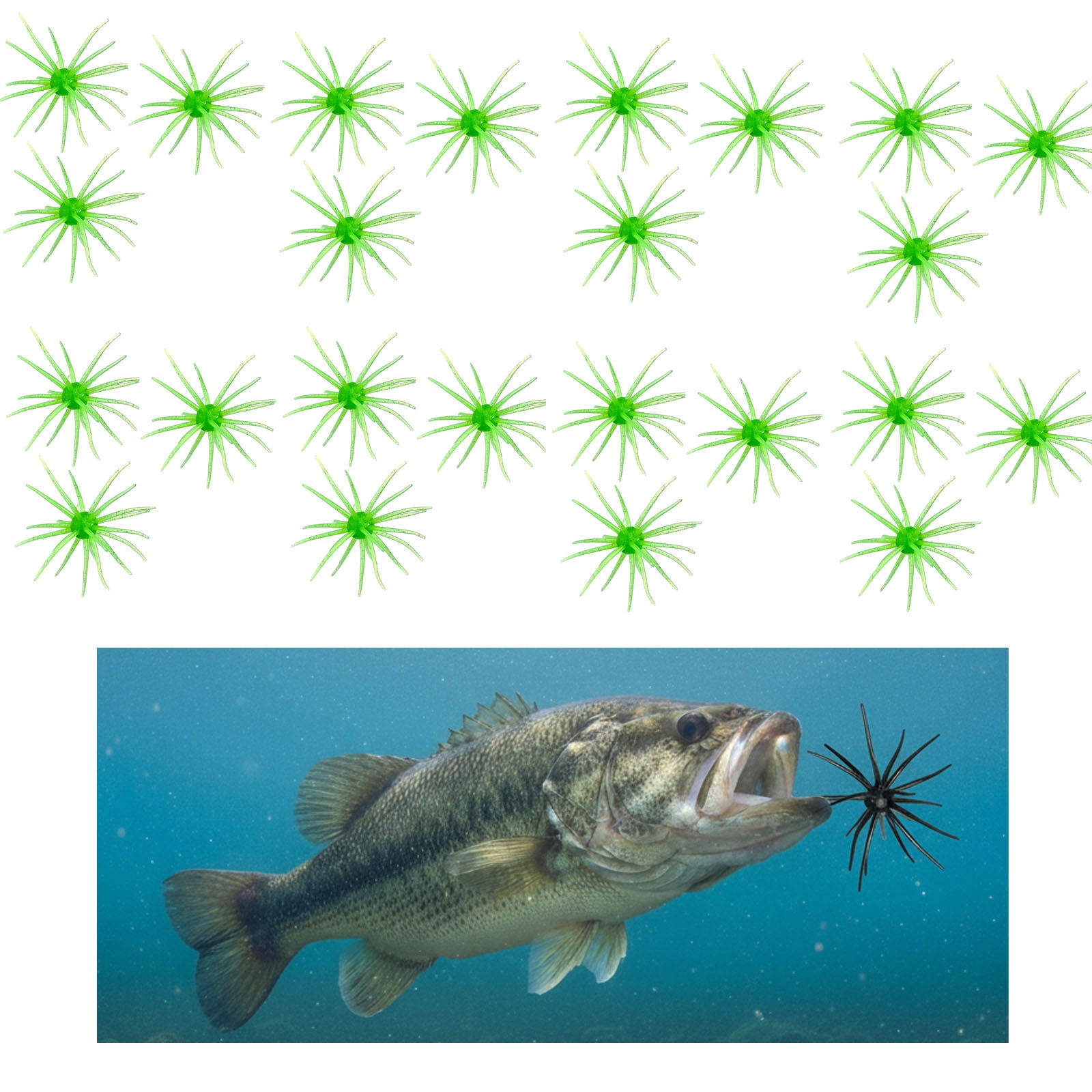 Sea Urchin Bait, Fuzzy Baits for Bass Fishing, Floating TPR Swimbait ...