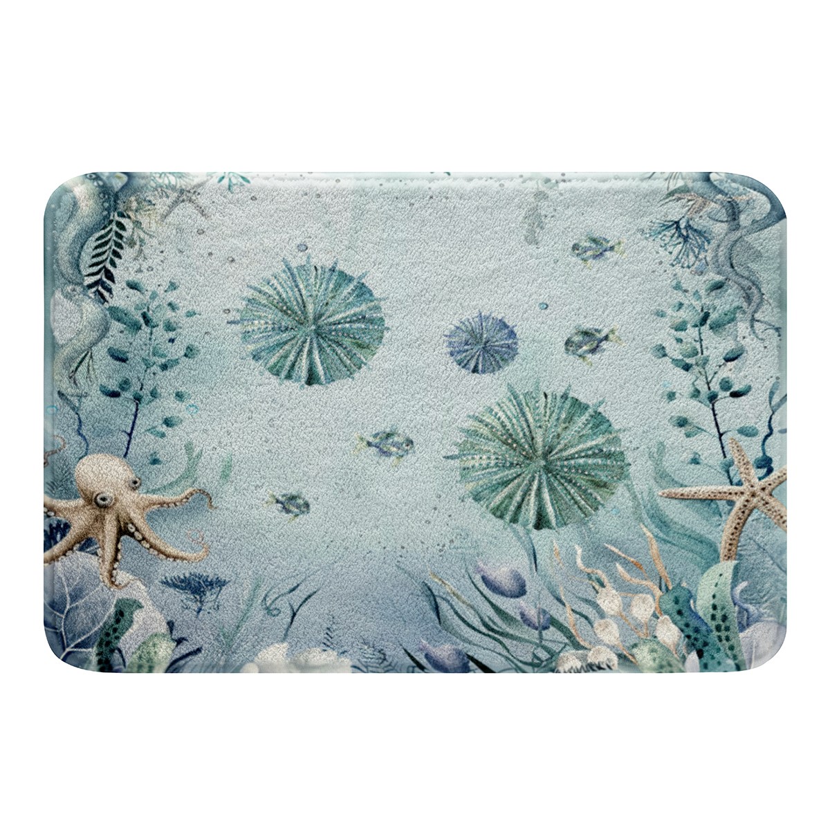 Sea Urchin Outdoor Rug Teal Blue Ocean Beach Coastal 16"x24" Area Rug ...