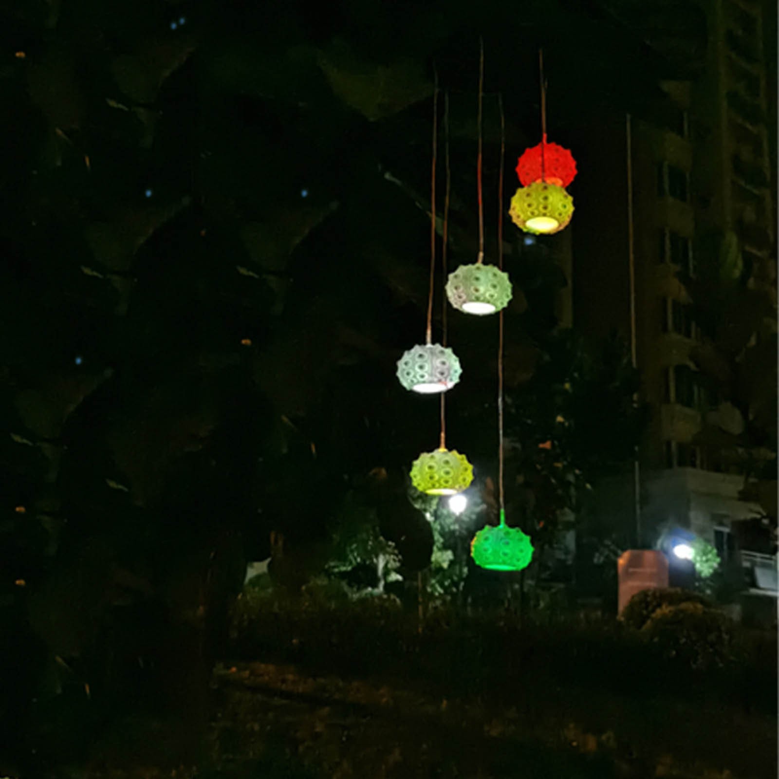 Sea Urchin Shell Solar Light, MsOrange Sea Urchin Wind Chime Color ...