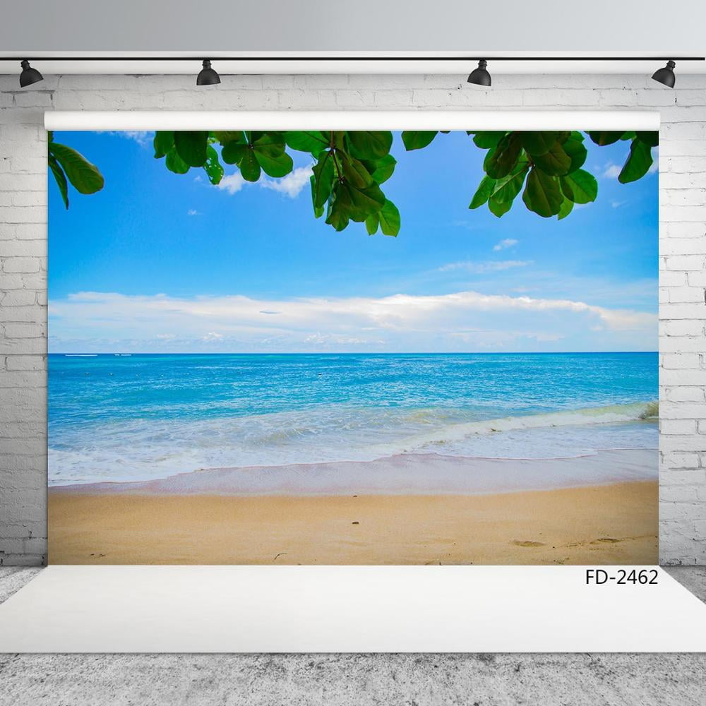 Sea View Blue Sky Beach Green Leaf Ocean Scenery Portrait Children ...