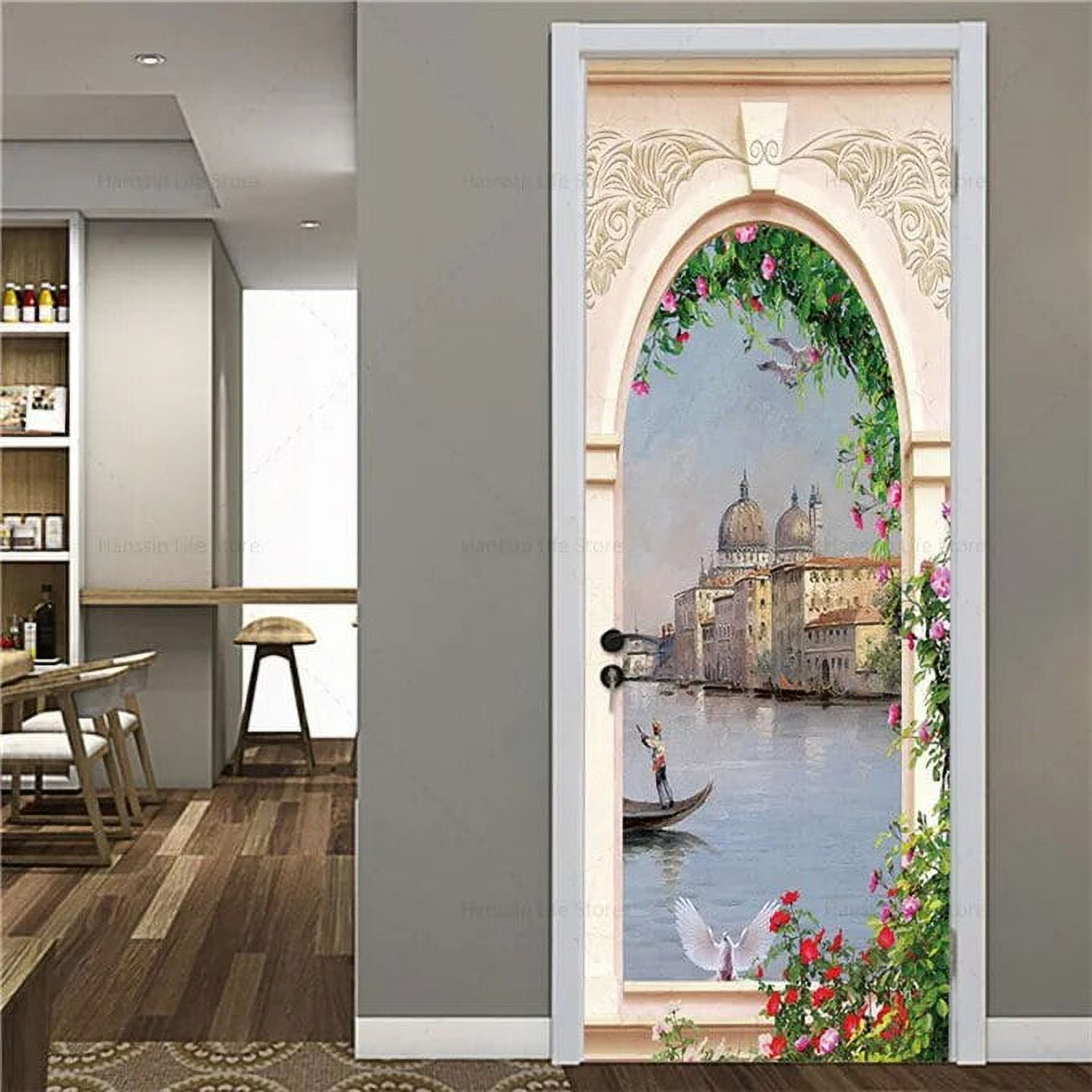 Sea View Scenery Door Sticker Mural Self Adhesive 3D Wallpapers Beach ...