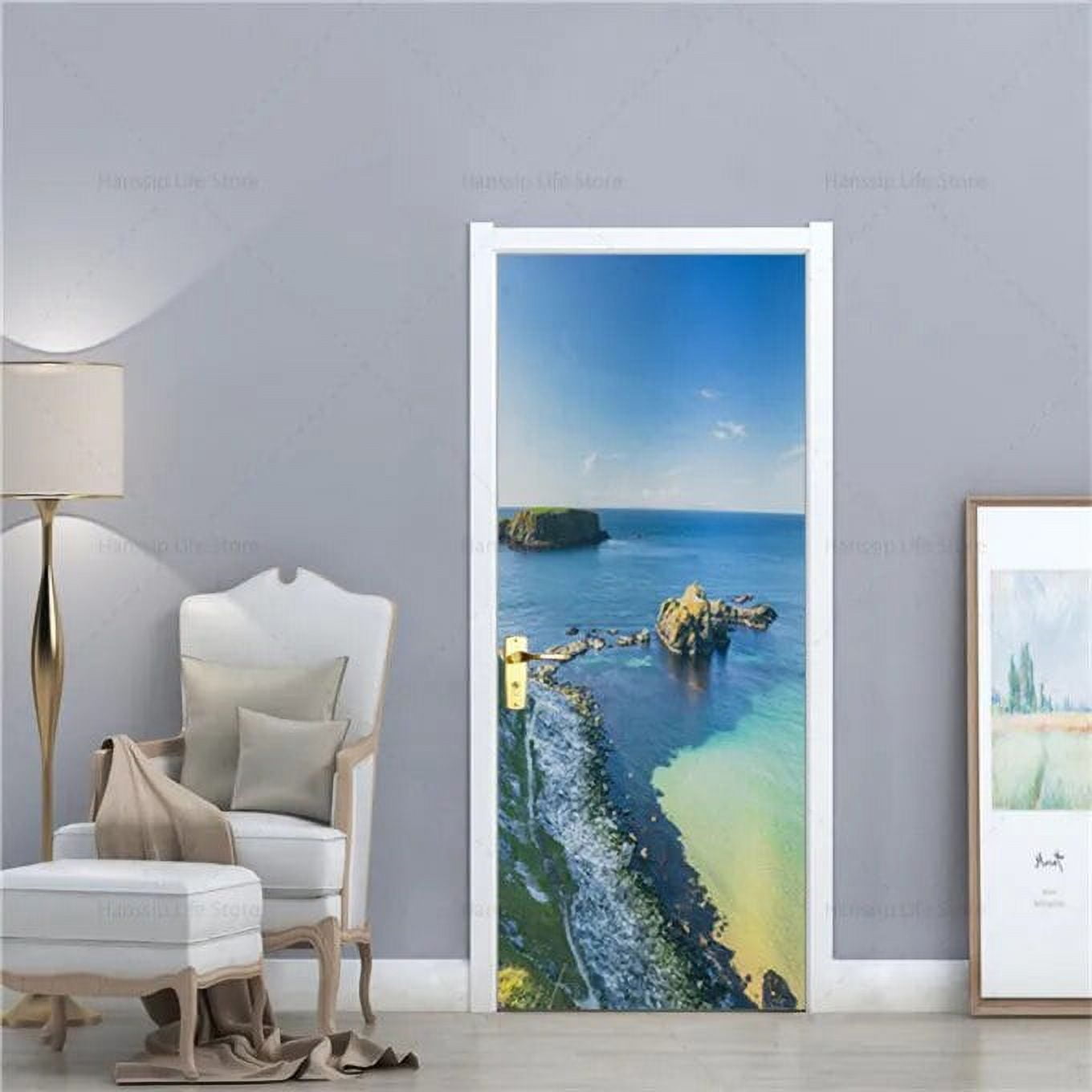 Sea View Scenery Door Sticker Mural Self Adhesive 3D Wallpapers Beach ...