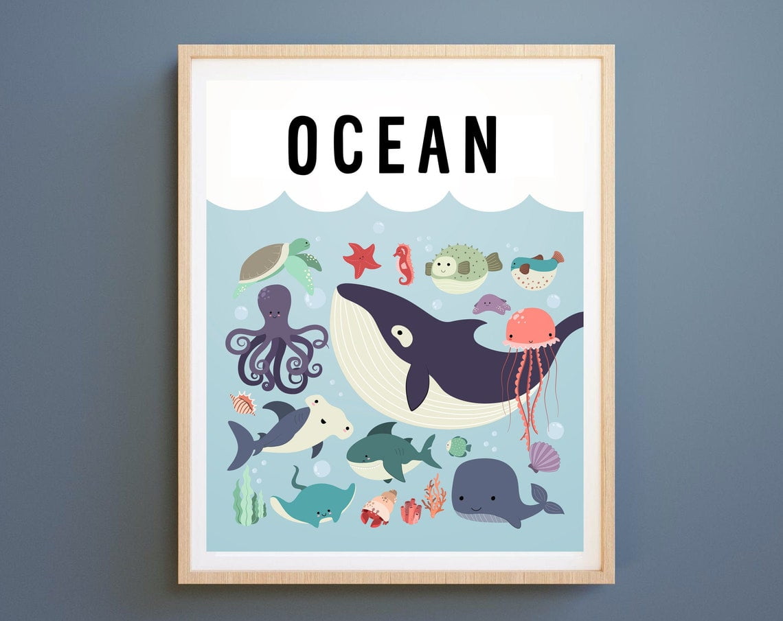 Under The Sea Wall Art, Ocean Nursery Sea Themed Nursery, Ocean Animals ...