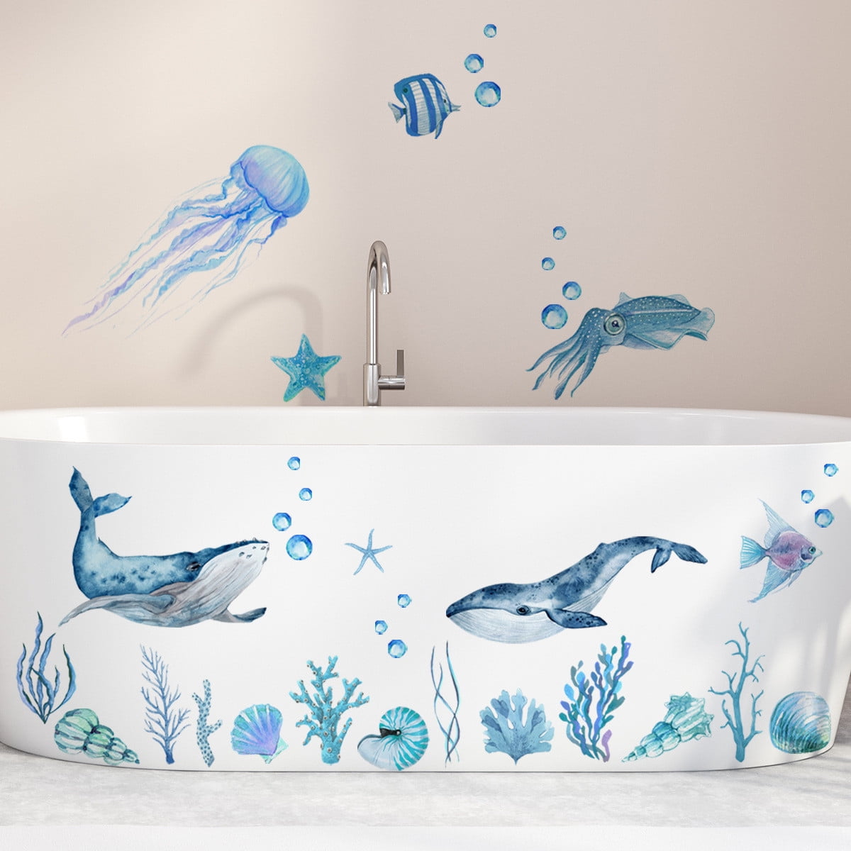 Sea Wall Stickers,Large Under The Sea Wall Decals,Ocean Creature Sea ...