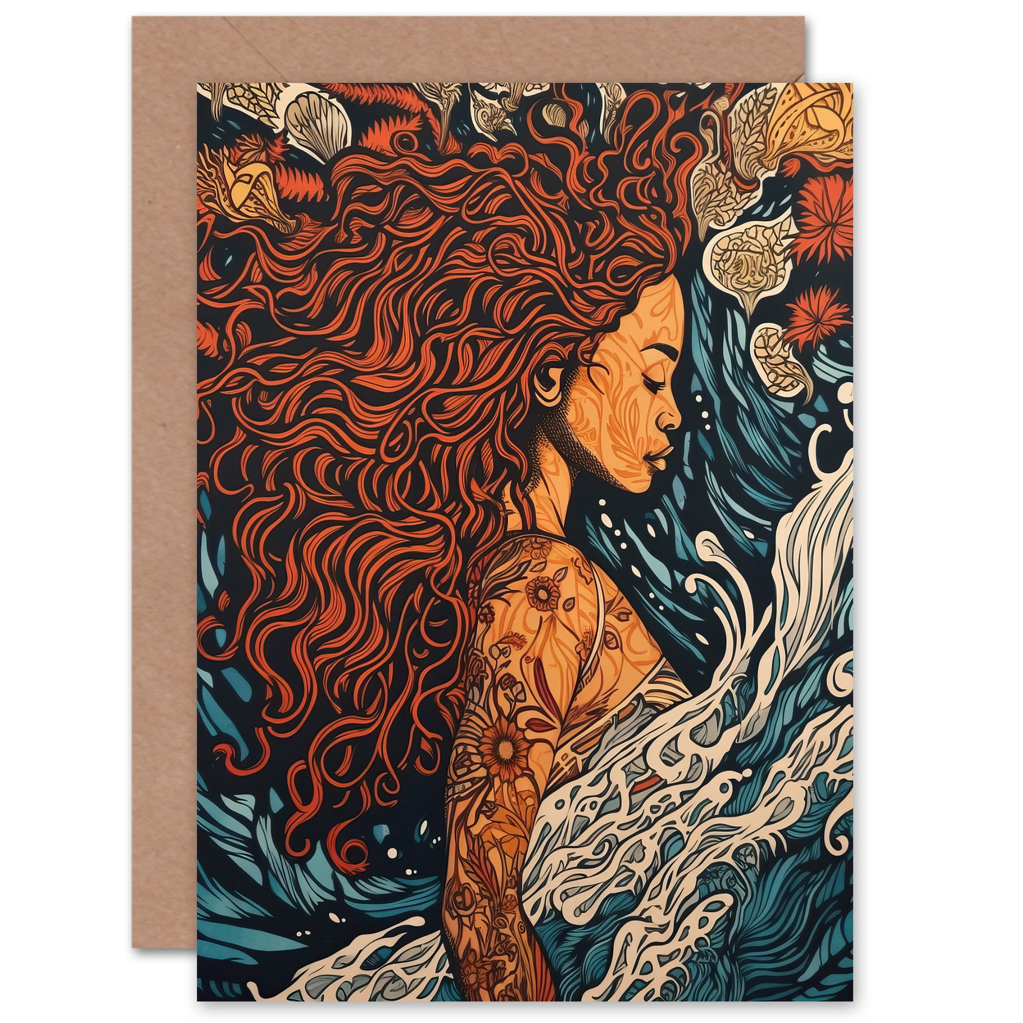 Sea Water Nymph Henna Mermaid for Wife Her Mum Sister Daughter Mom Gran ...