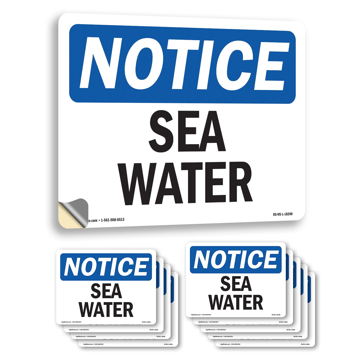 Sea Water OSHA Notice Vinyl Decal Label 7 Inch x 5 Inch - 10 Pack ...