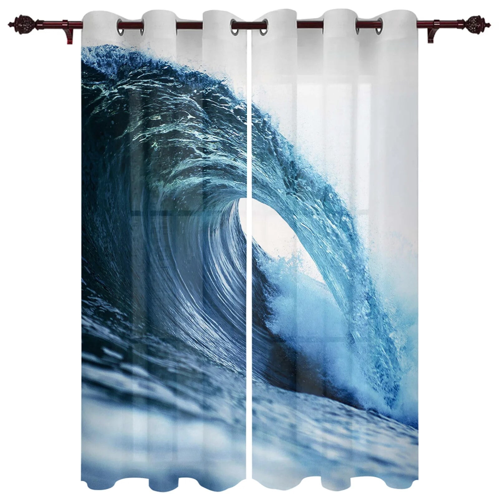 Sea Water Waves Turbulent Valance Window Curtains For Living Room ...