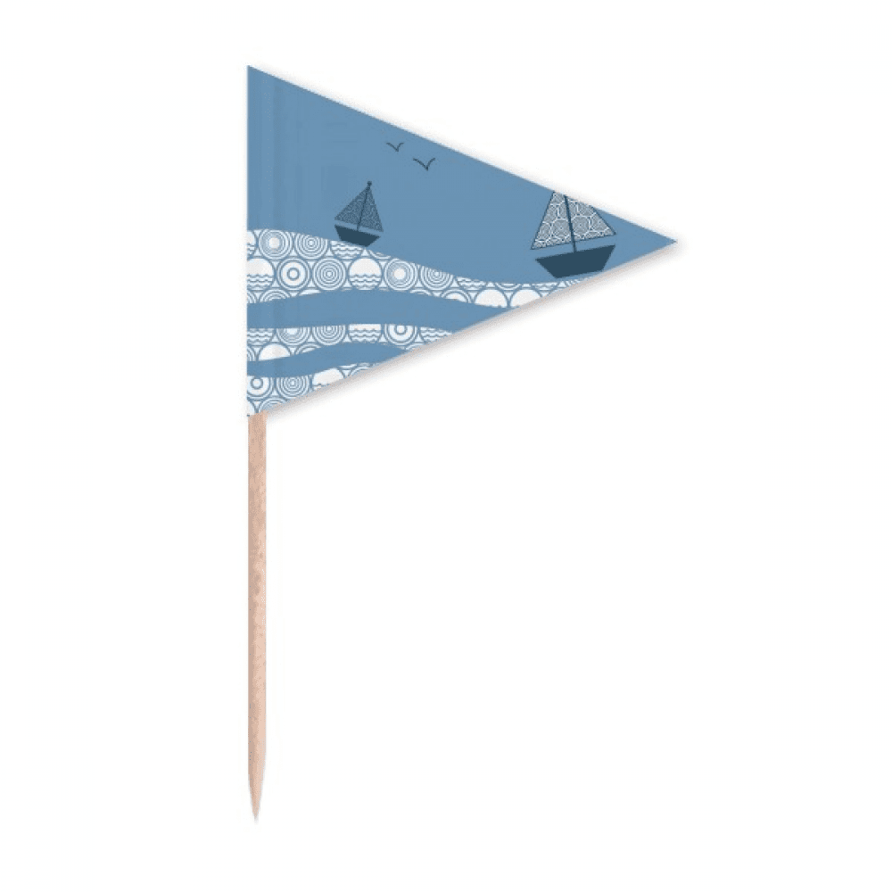 Sea Wave Boat Landscape Cloud Illustration Toothpick Triangle Cupcake ...