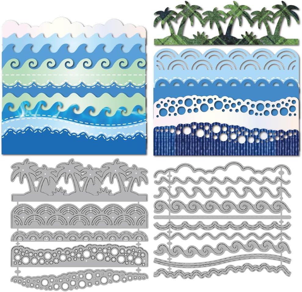 Sea Wave Edge Die Cuts DIY for Card Making Coconut Tree Border ...