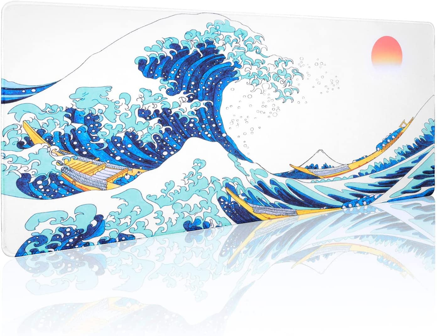 XL Sea Wave Japanese Gaming Mouse Pad, Large 31.5 X 11.8 Inches, Office ...