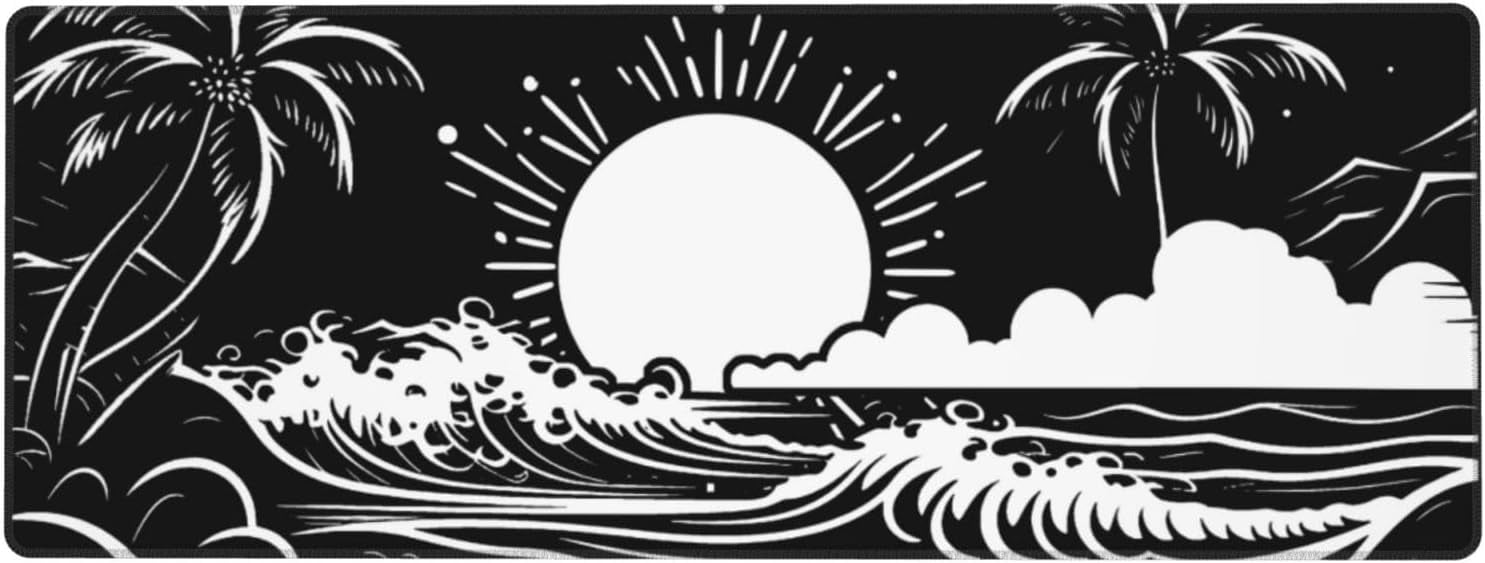 Sea Wave Large Mouse Pad - Sunset Gaming Gaming Mouse Pad Palm Trees ...
