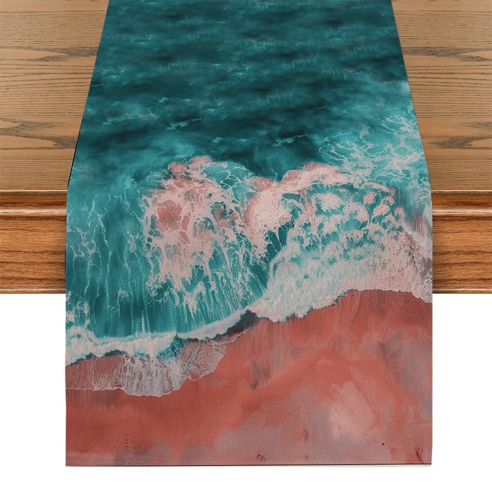 Sea Wave Pink Beach Table Runner Wedding ration Cloth Dining r Coffee ...