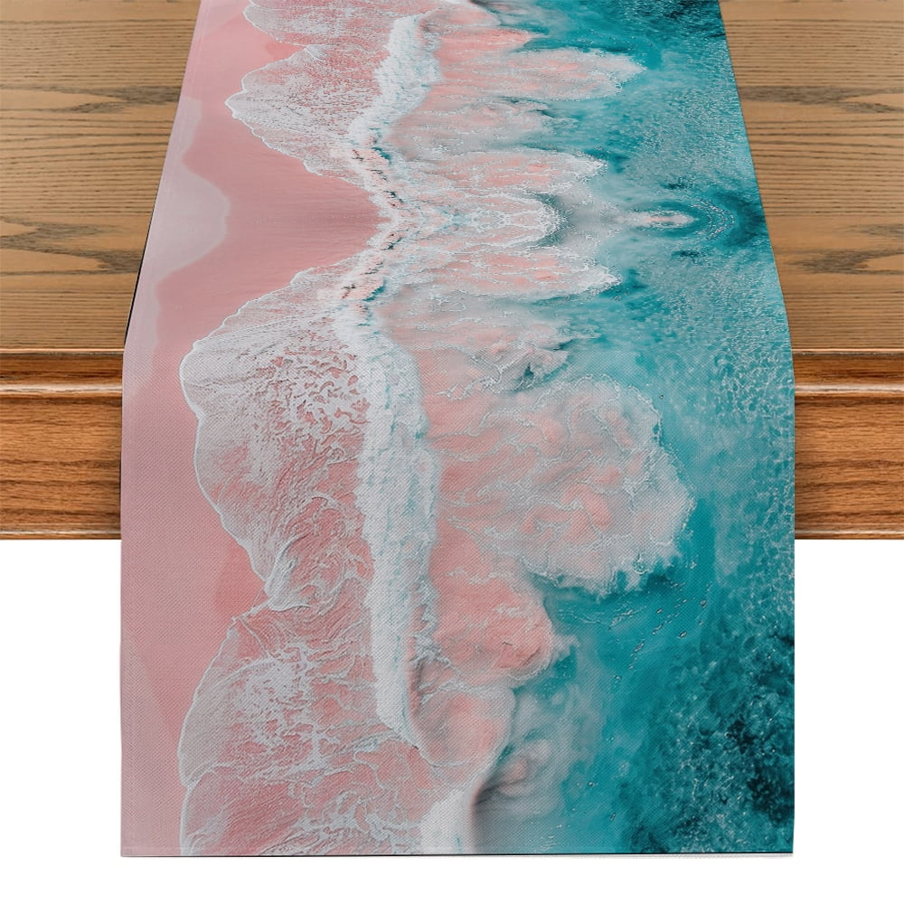 Sea Wave Pink Beach Table Runner Wedding ration Cloth Dining r Coffee ...