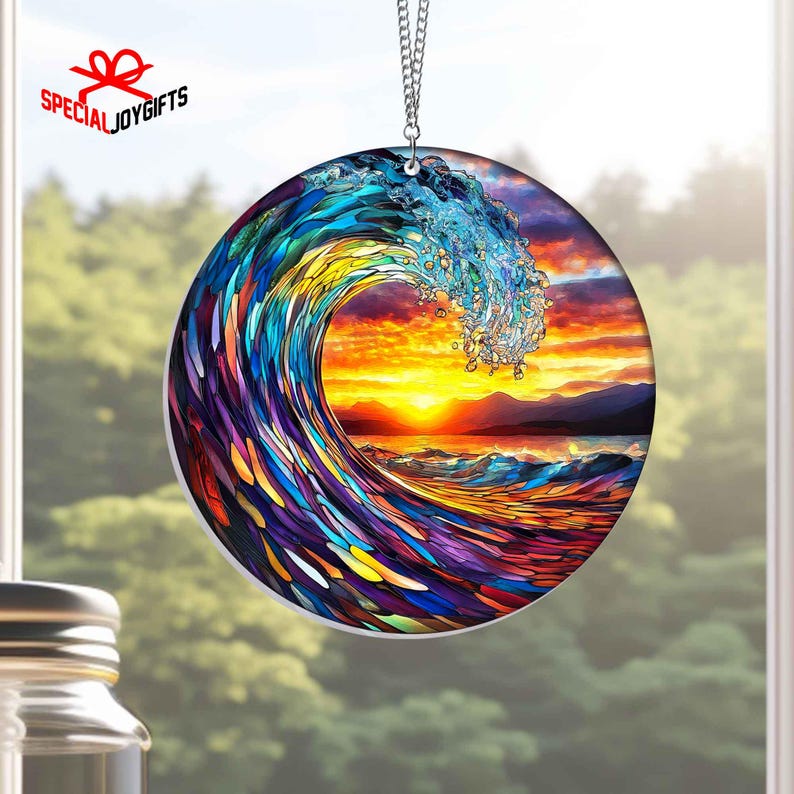 Sea Wave Suncatcher, Ocean Suncatcher Hanging Window, Wave Ornament ...