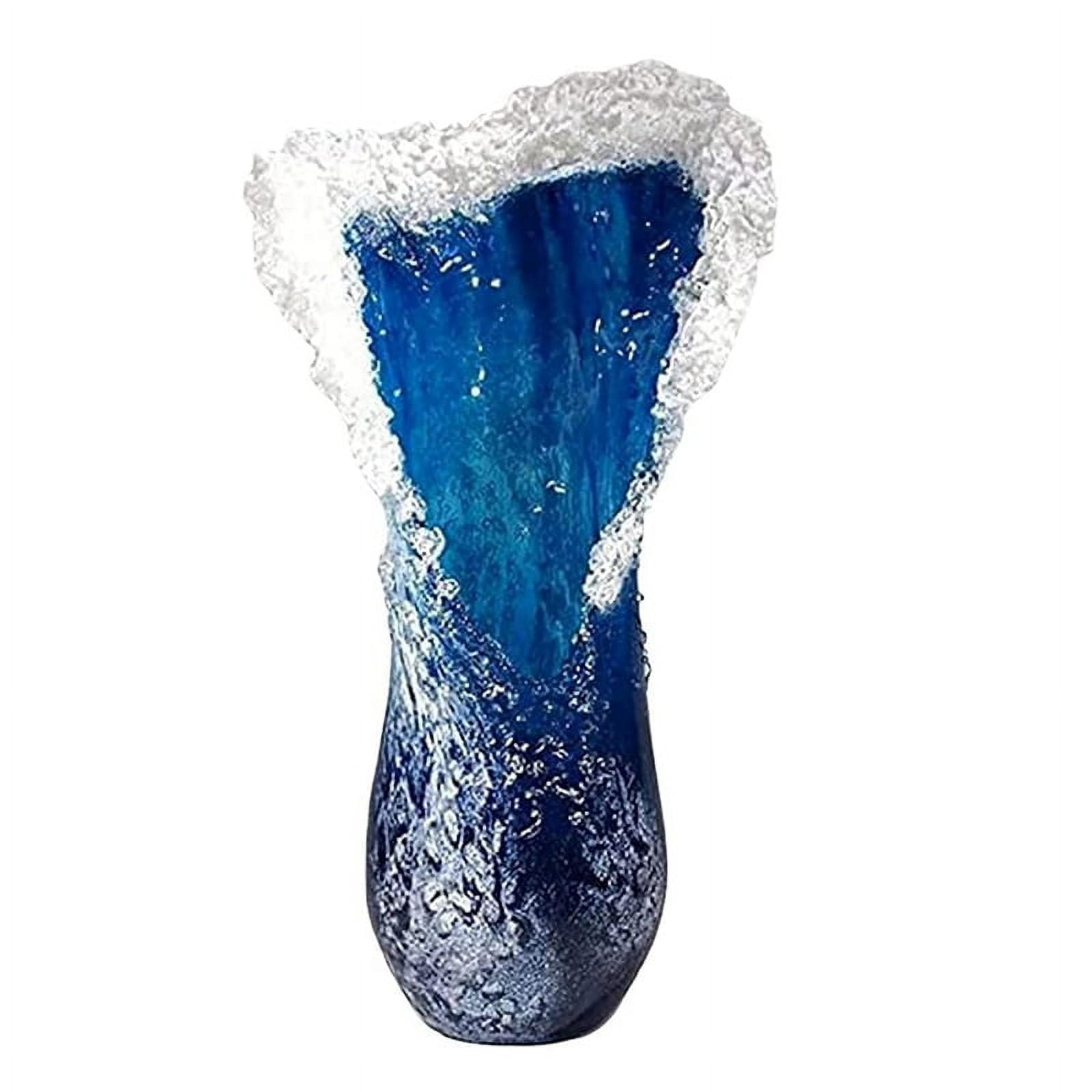 Sea Wave Vase, Wavy Vase Resin Blue Wavy Vase for Office Living Room ...