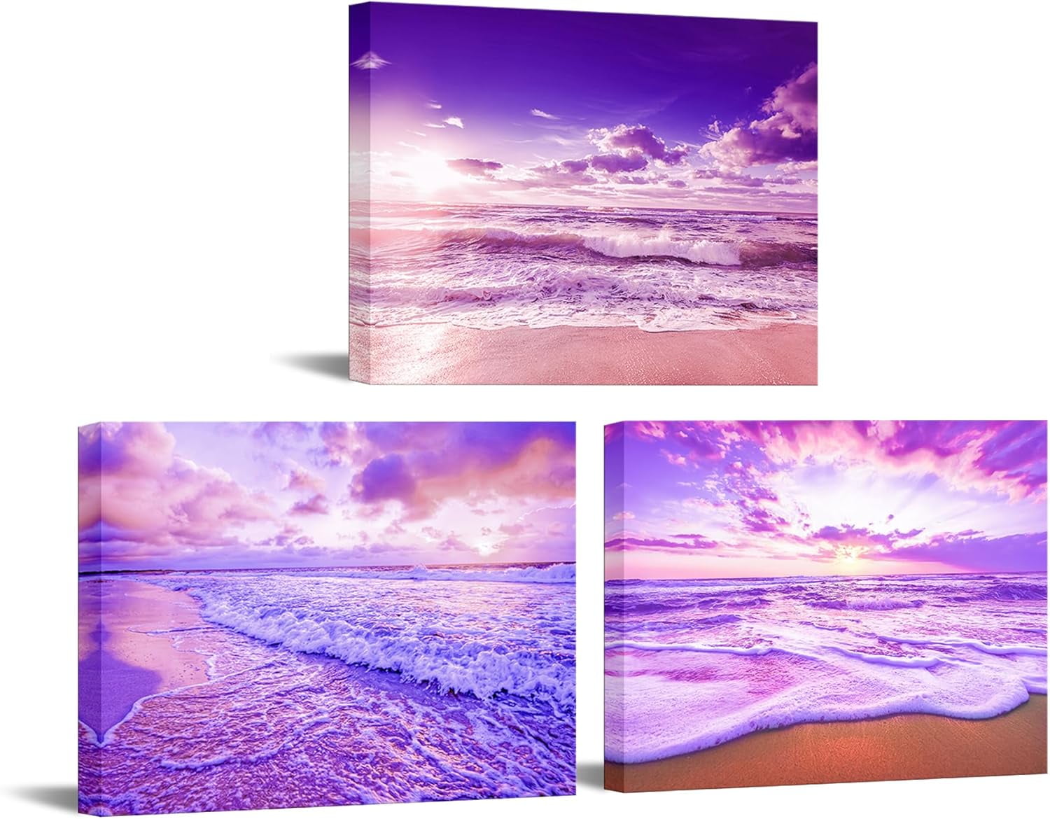 Sea Waves Canvas Wall Art Ocean Beach Sunset Sunrise Seascape Wall ...
