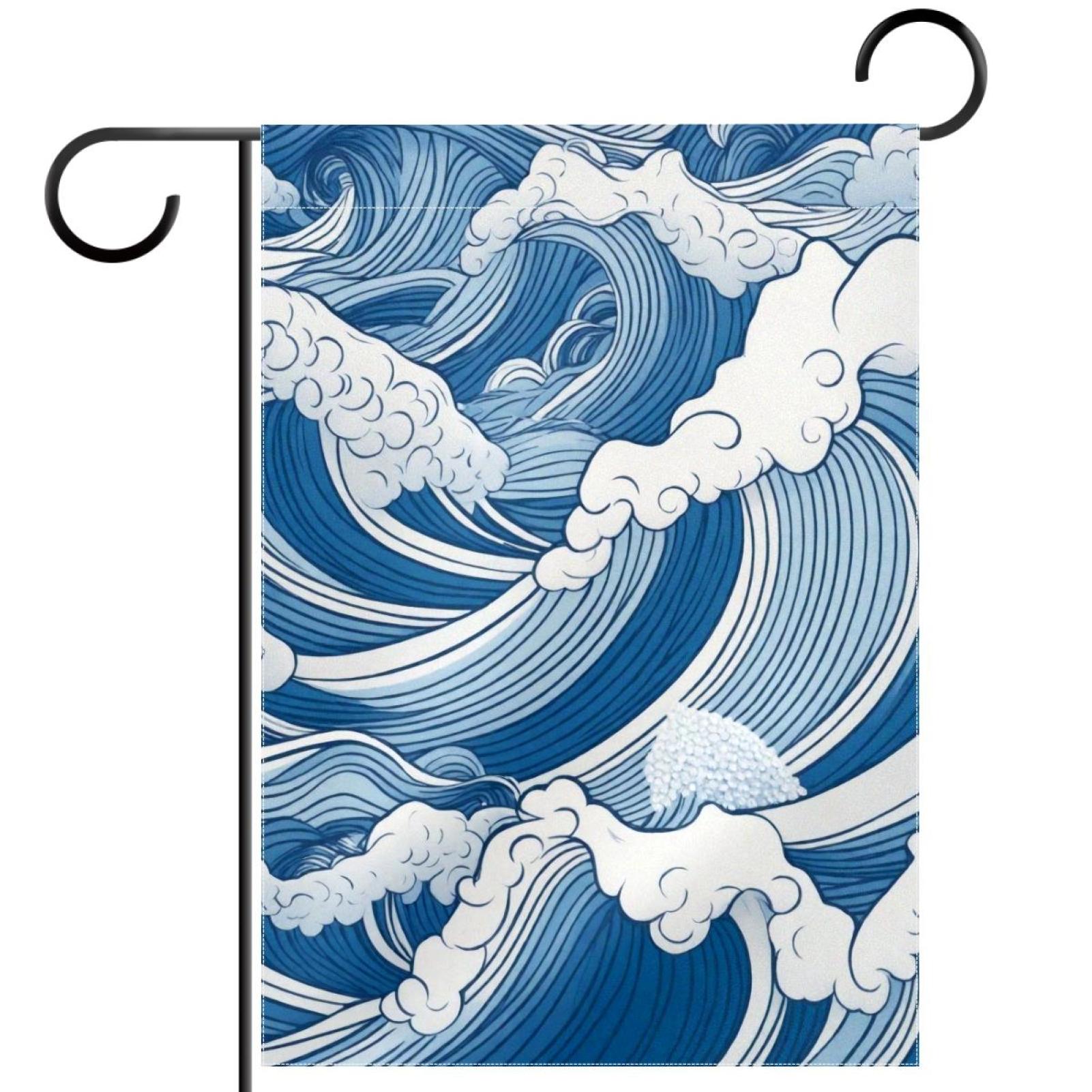 Sea Waves White snd Blue Color Welcome Garden Flags, 12 x 18 Inch ...