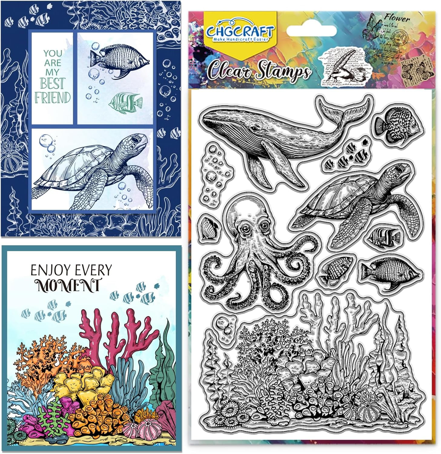 Sea Whale Turtle Clear Stamp Transparent Handicraft Stamps Silicone ...