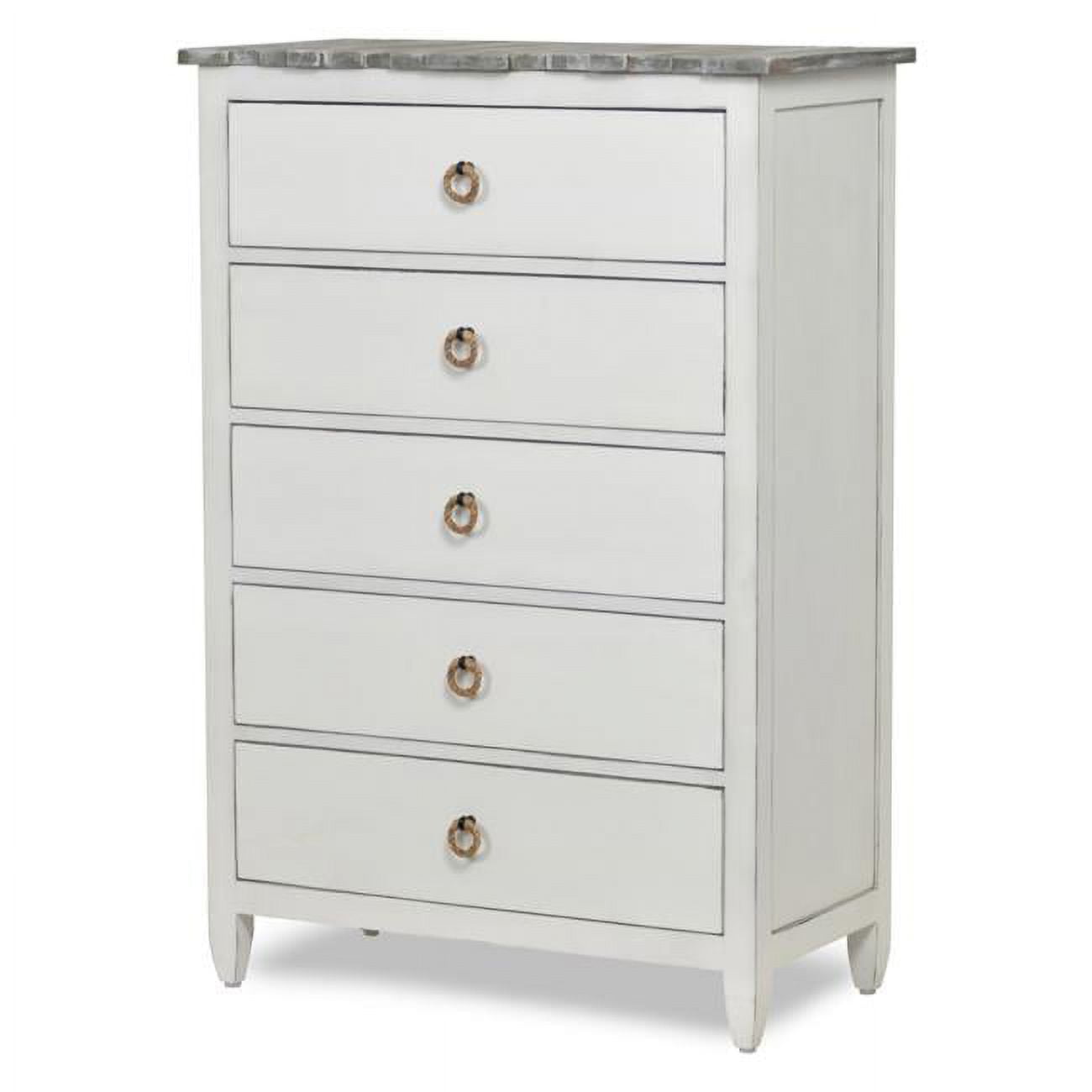 Sea Wind Florida Captiva Island Wood Chest with 5 Drawers in Gray/White ...