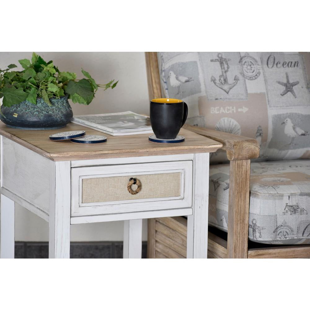 Sea Wind Florida Captiva Island Wood End Table with Drawer in White ...