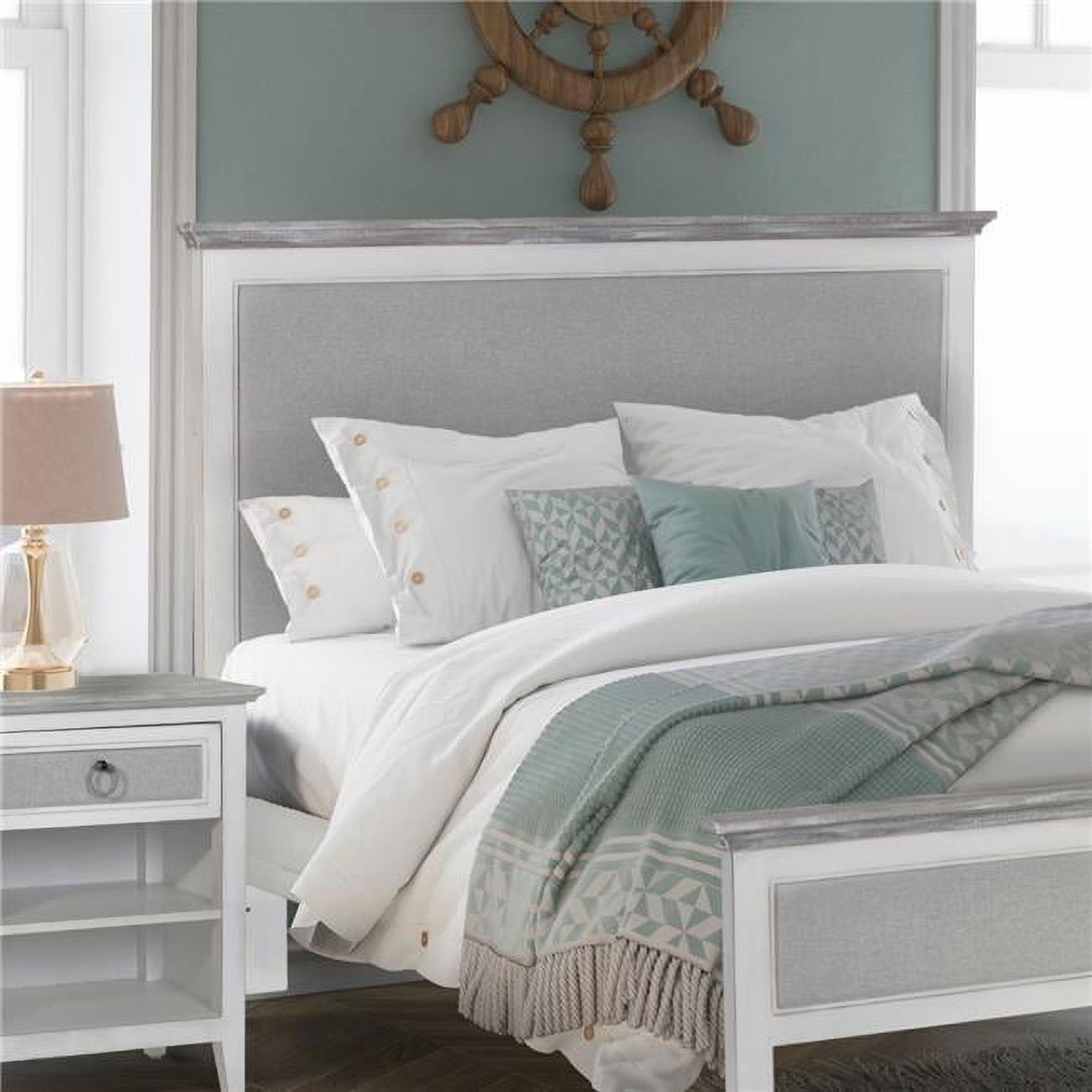 Sea Wind Florida Captiva Island Wood King Headboard in Gray/White ...