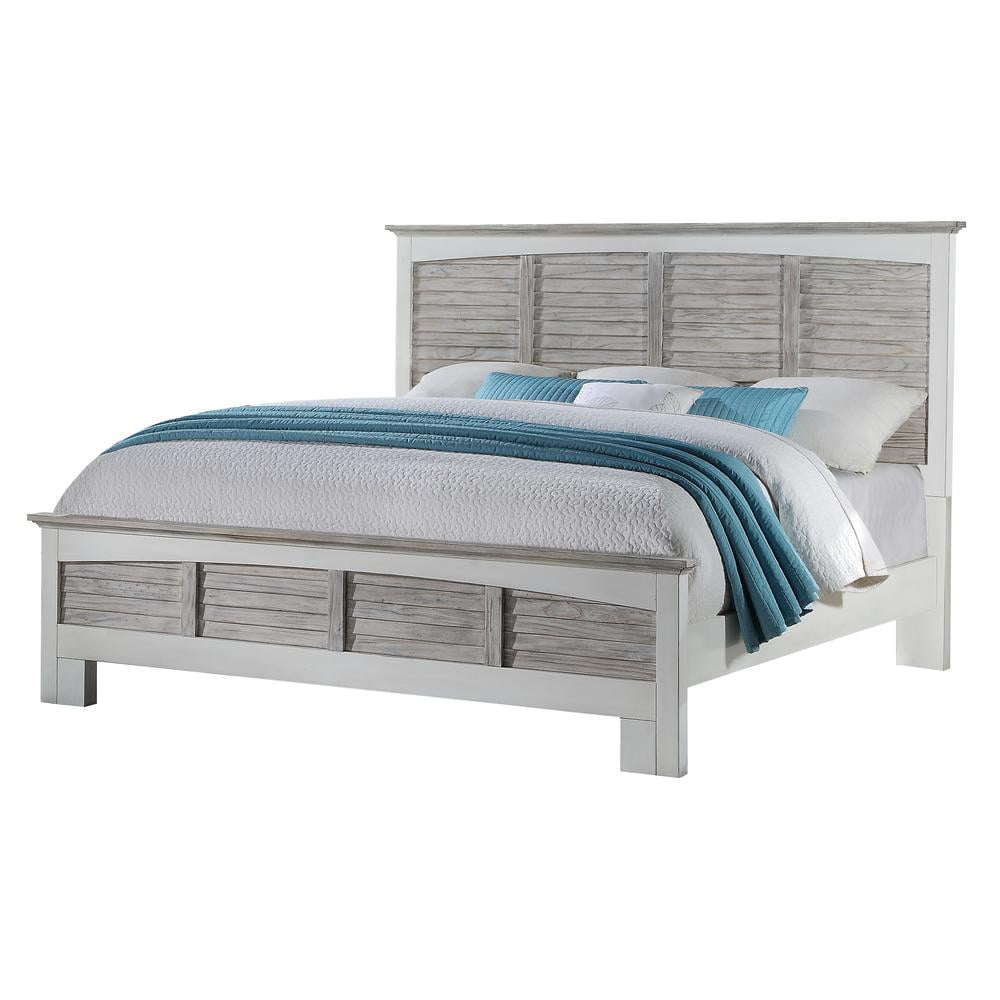 Sea Wind Florida Islamorada Coastal Wood King Bed in Gray/White ...