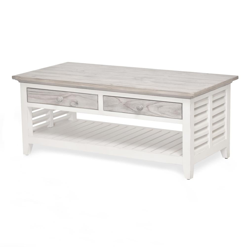 Sea Wind Florida Islamorada Wood Coffee Table with Drawers in Gray ...