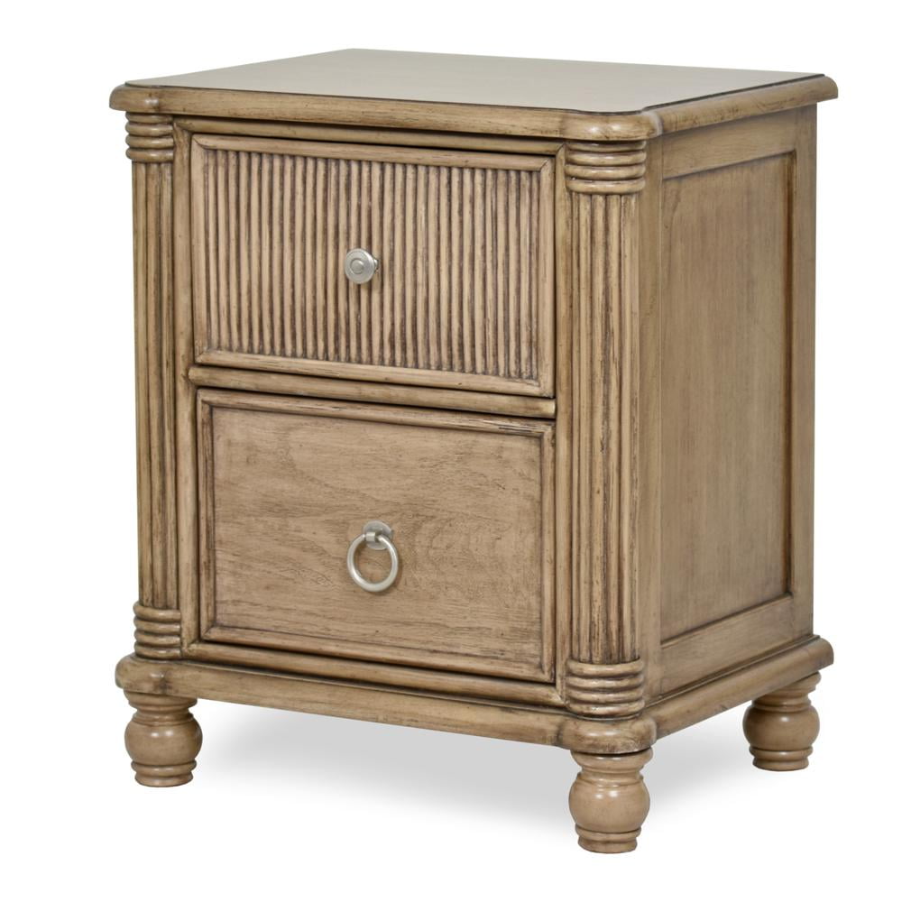 Sea Wind Florida Malibu Wood & Wicker Nightstand with 2 Drawers in ...