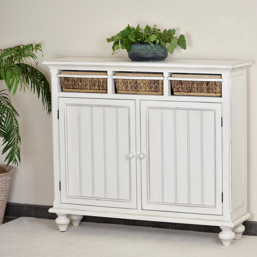Sea Wind Florida Monaco 2-Door Wood Entry Cabinet with Baskets in White ...