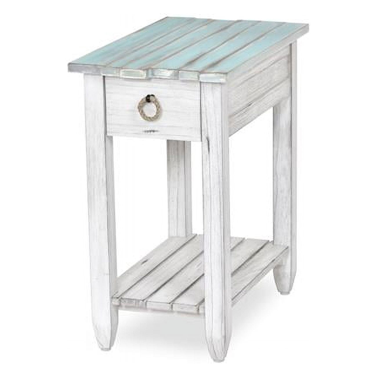 Sea Viento Florida Piquete Cerca Madera Table with Drawer in White/Blue ...