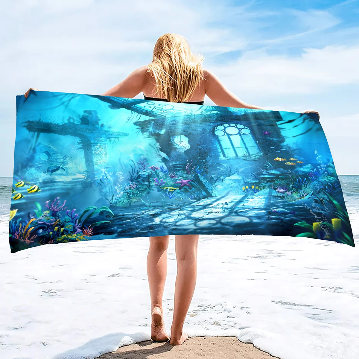 Sea World Beach Towel for Kids Girl Boys Men Women Turtle Bath Print ...