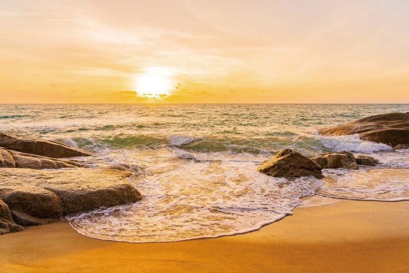 Sea and Beach Seaside Photo Backdrops Dusk Sunset Waves Summer Holiday ...