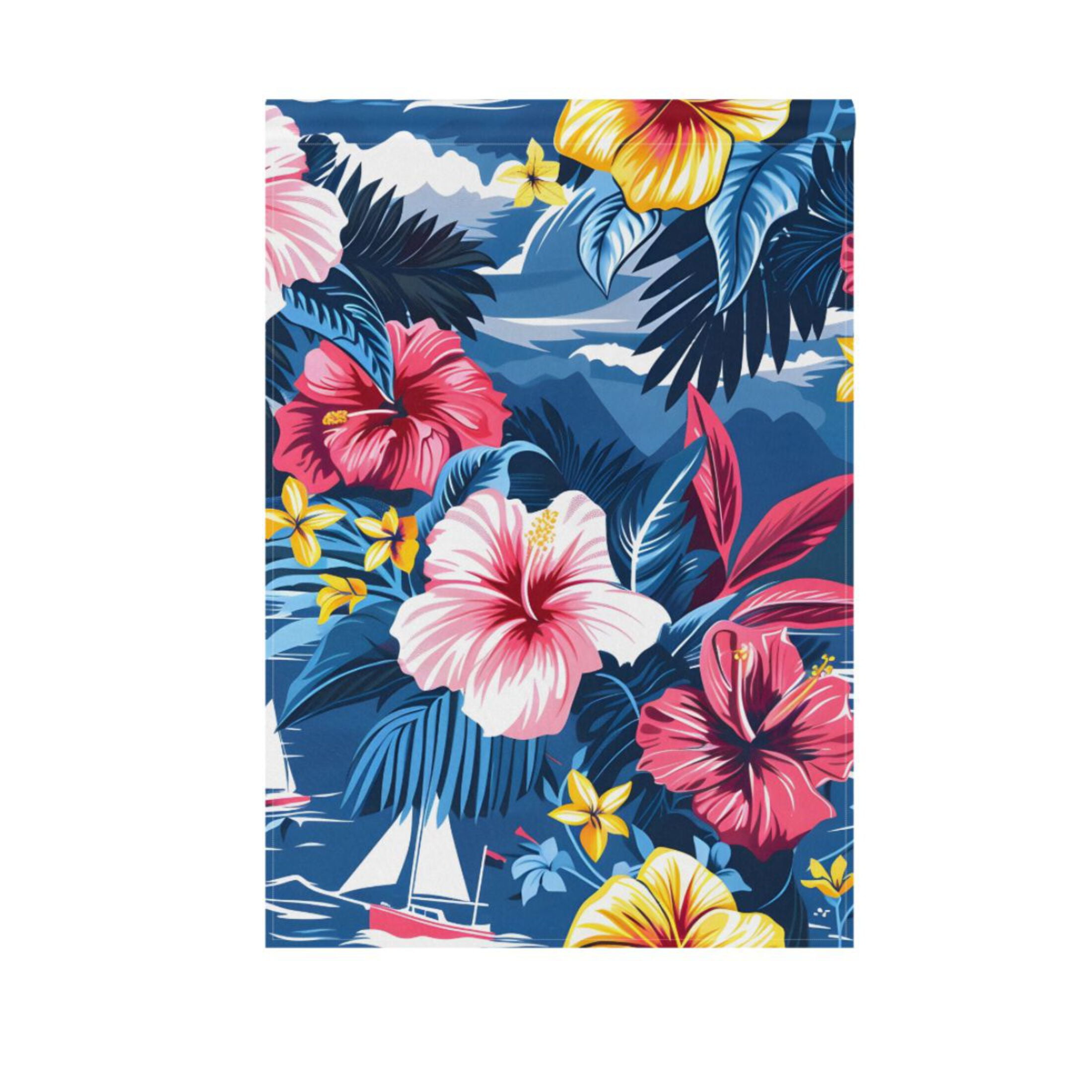 Sea and Tropical Flower Garden Flag 12X18 Double Sided Yard Flags for ...