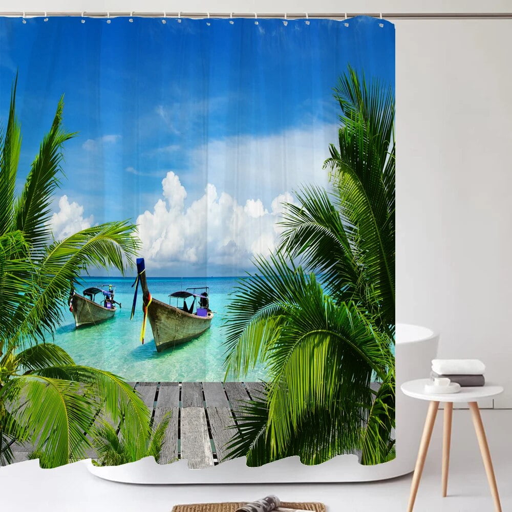 Sea beach scenery shower curtains bathroom shower curtain 3D fabric ...