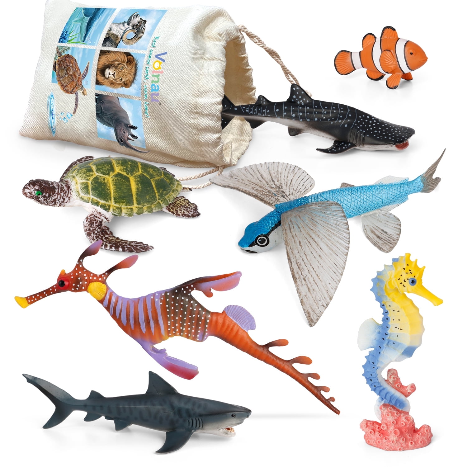 Sea creature Toys VOLNAU 7PCS Indian Ocean Sea Animal Figurines Shark ...