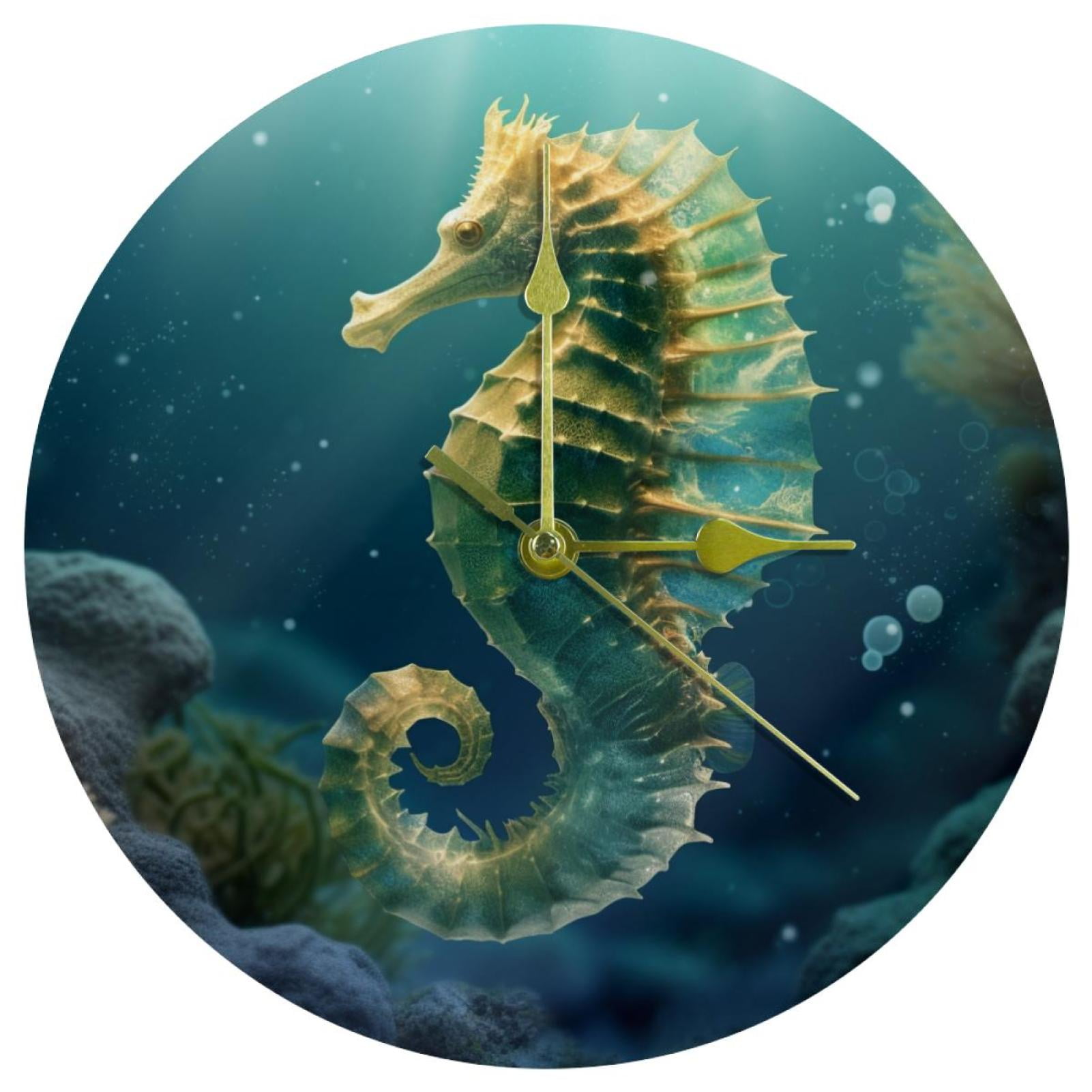 Sea horse Circular Acrylic Wall Clock - Elegant Timepiece for Home ...