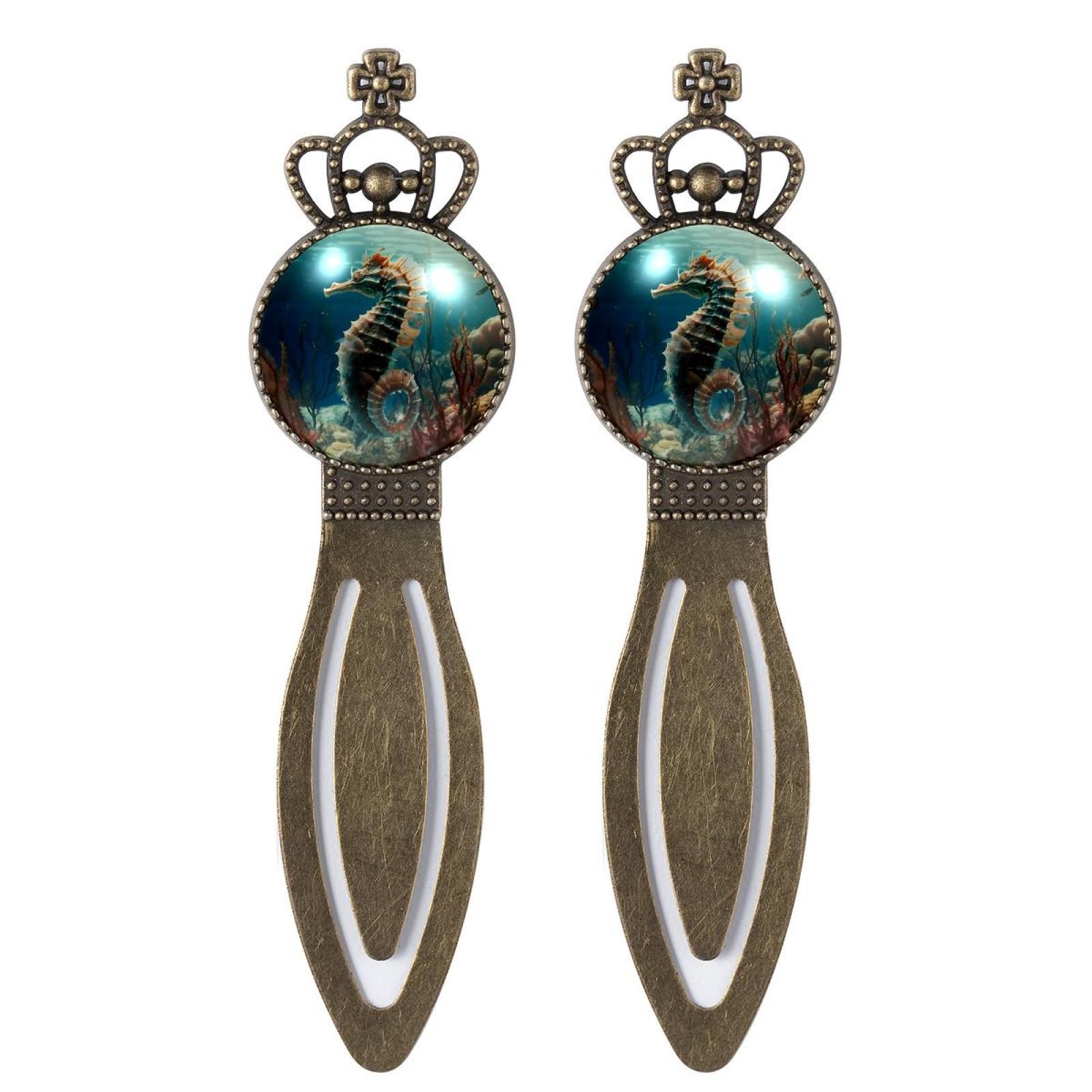 Sea horse Vintage Copper Crown-Shaped Bookmarks: Stylish Stainless ...