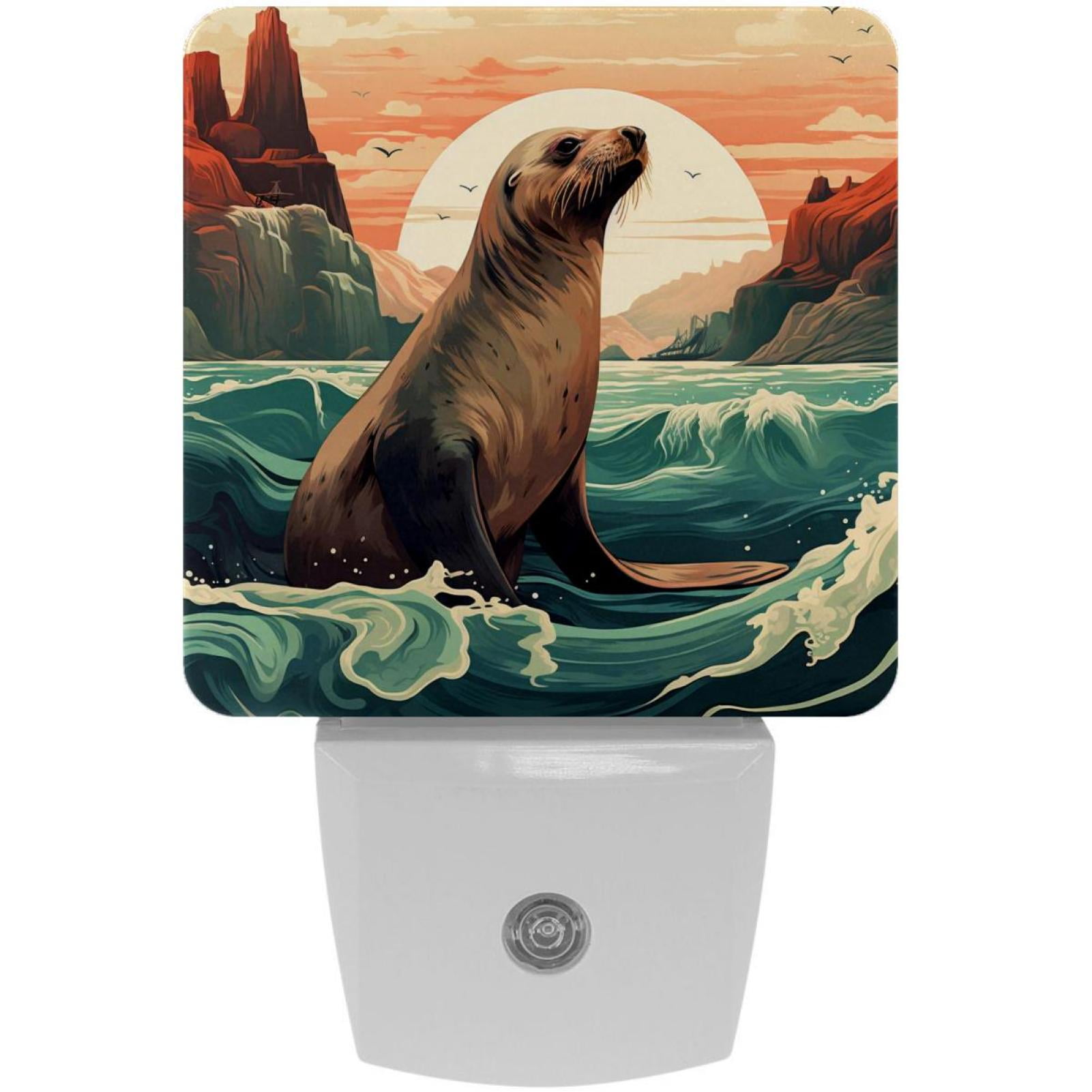 Sea lion LED Square Night Lights for Bedroom and Living Room ...