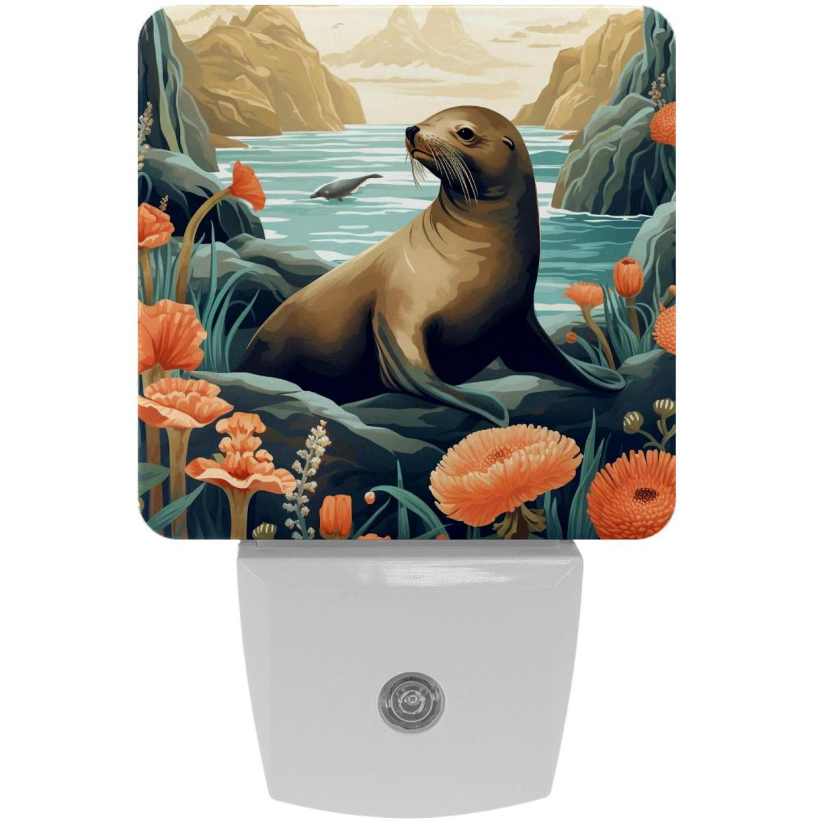 Sea lion LED Square Night Lights - Modern Design, Soft Glow, Energy ...