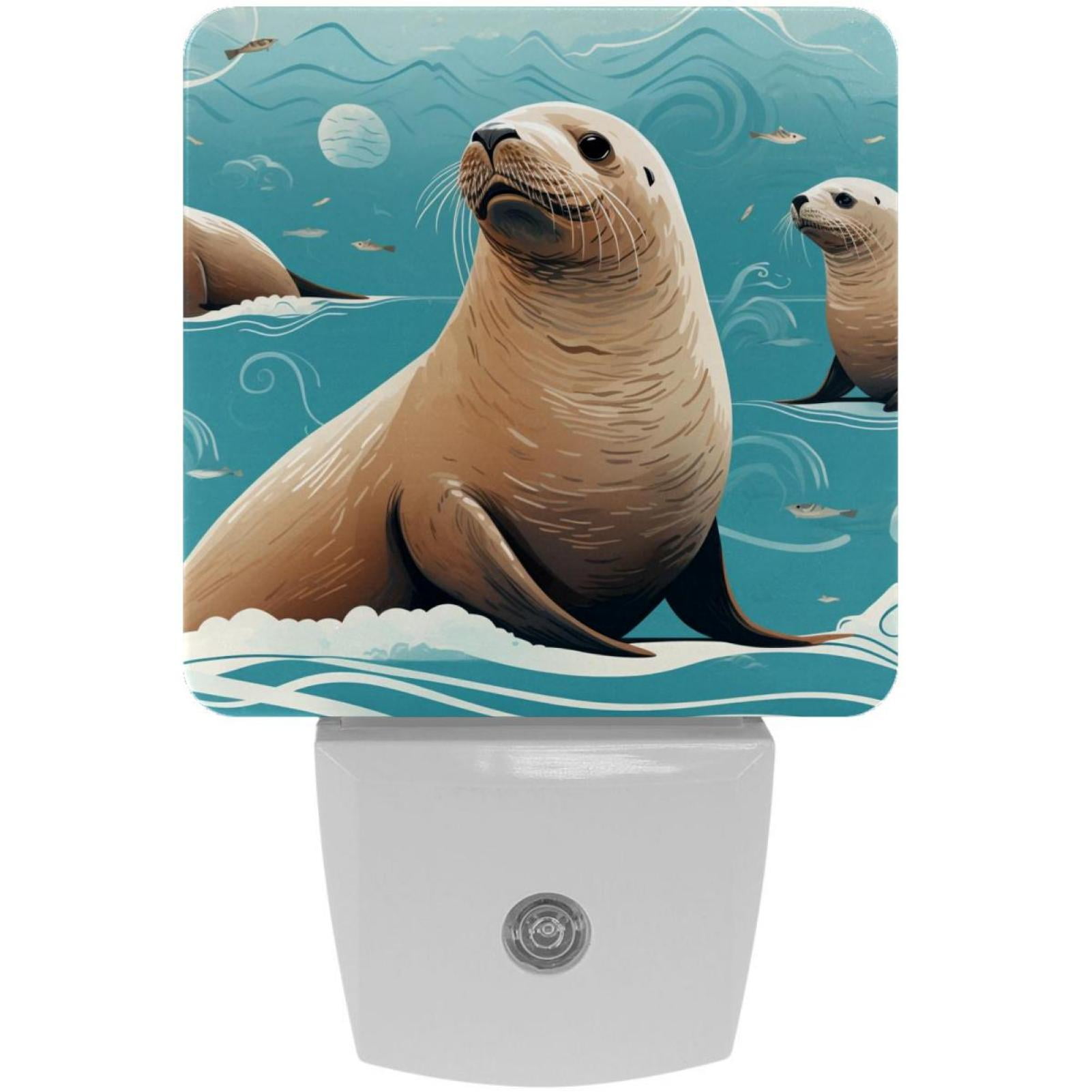 Sea lion LED Square Night Lights - Portable and Stylish for Bedroom and ...