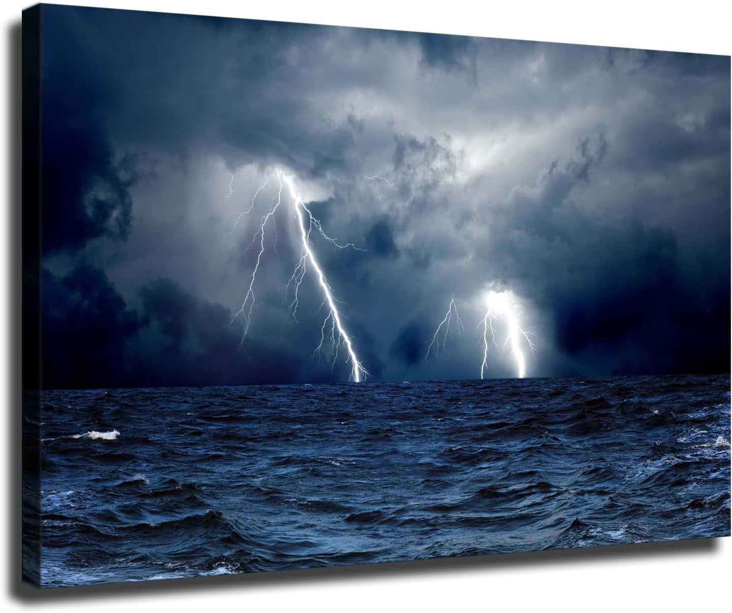 Sea of Clouds Waves Sea Storm Lightning Ocean Poster Canvas Print Wall ...