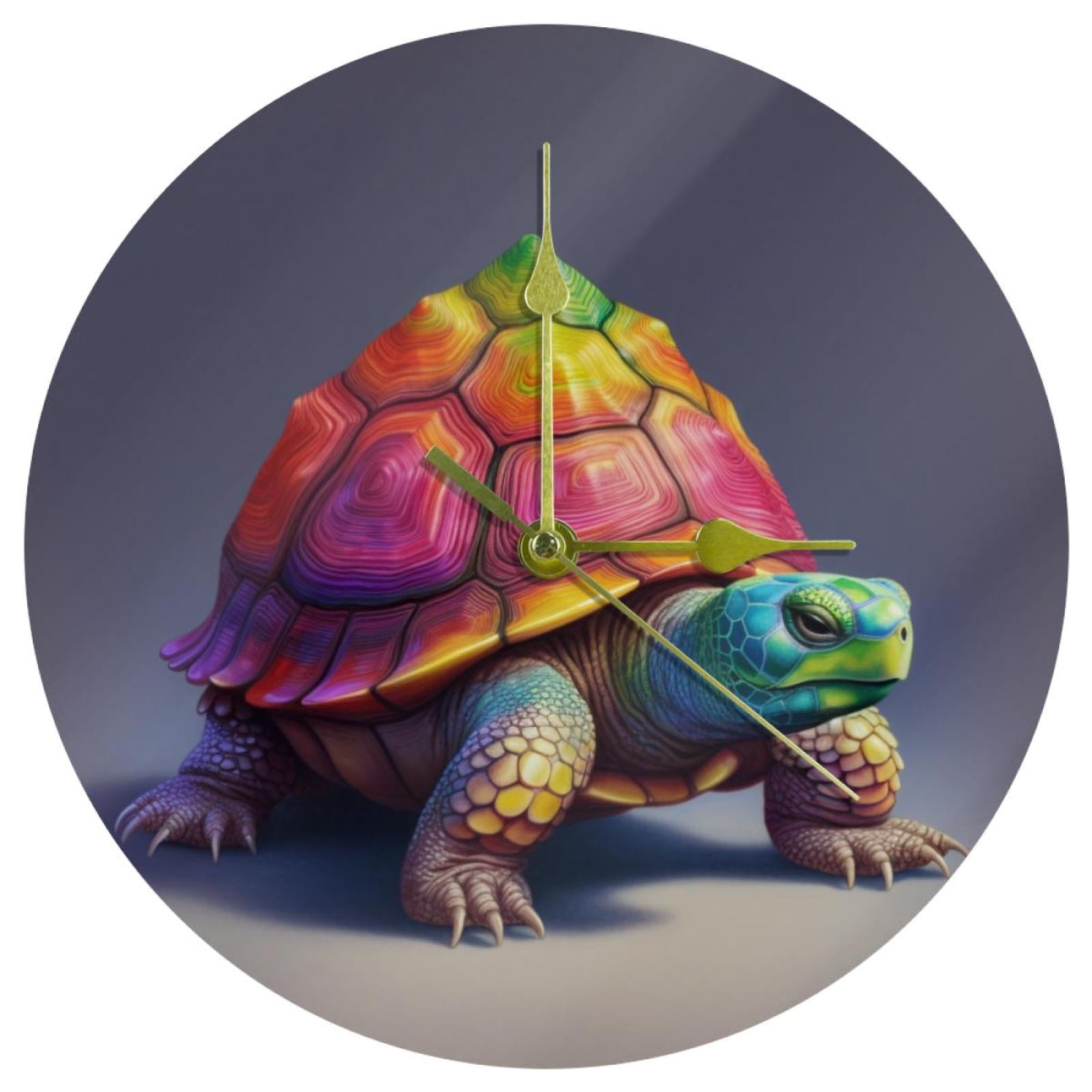 Sea turtle 9.8 Inches Round Acrylic Wall Clock, Silent Non Ticking ...