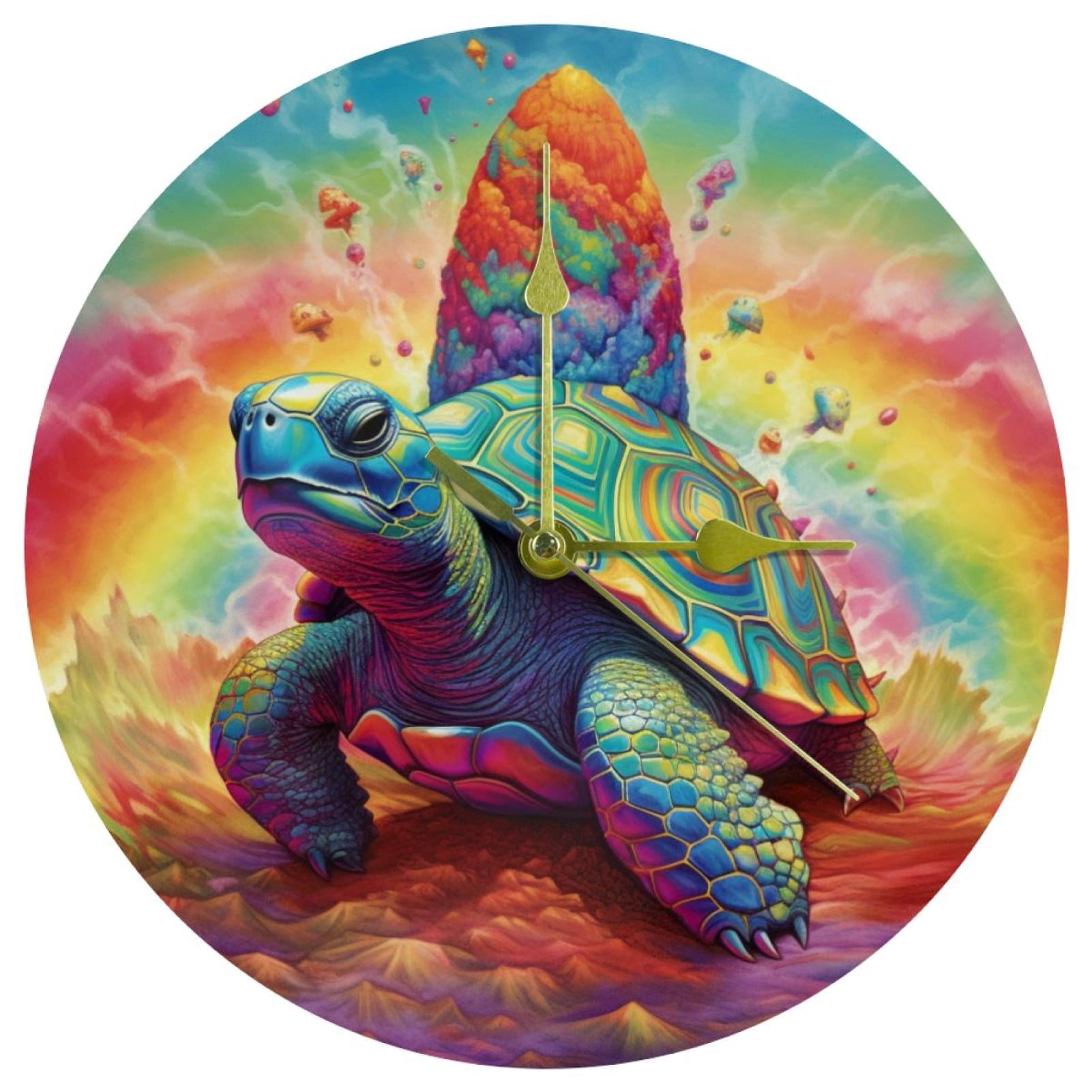 Sea turtle Acrylic Circular Wall Clock - Modern Design, Silent Sweep ...