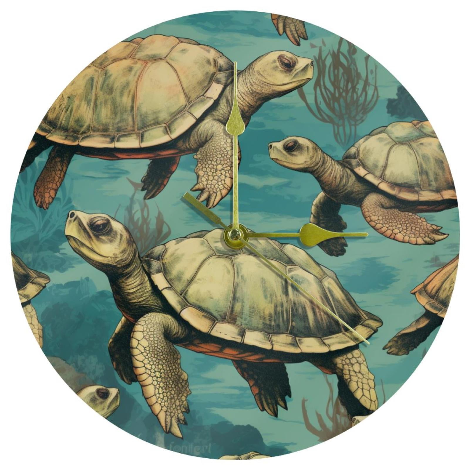Sea turtle Acrylic Circular Wall Clock - Sleek Design, Silent Sweep ...