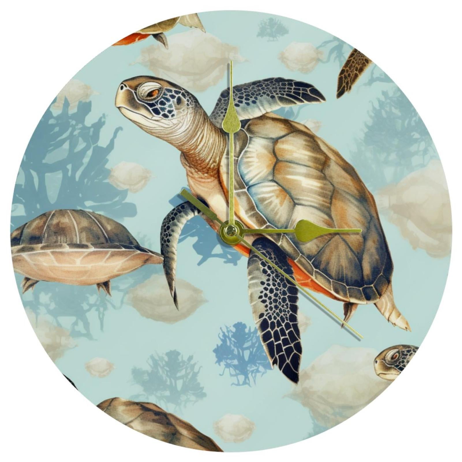 Sea turtle Circular Acrylic Wall Clock – Contemporary Design, Silent ...