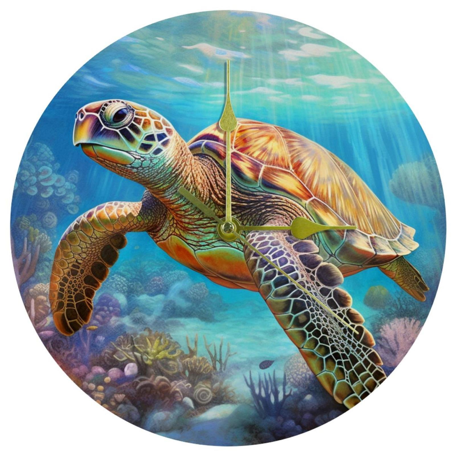 Sea turtle Circular Acrylic Wall Clock - Sleek and Stylish Timepiece ...