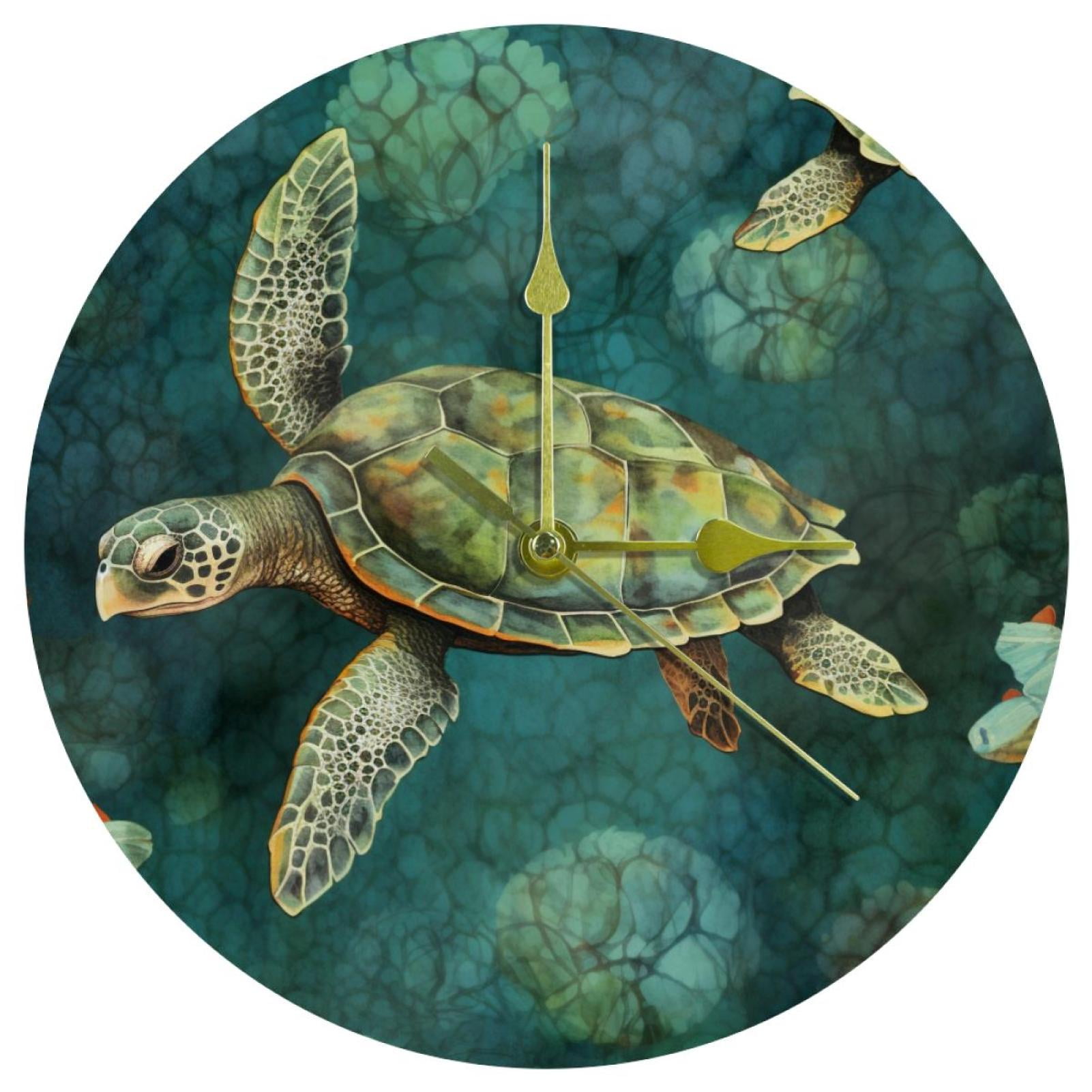 Sea turtle Circular Acrylic Wall Clock - Sleek and Stylish Timepiece ...