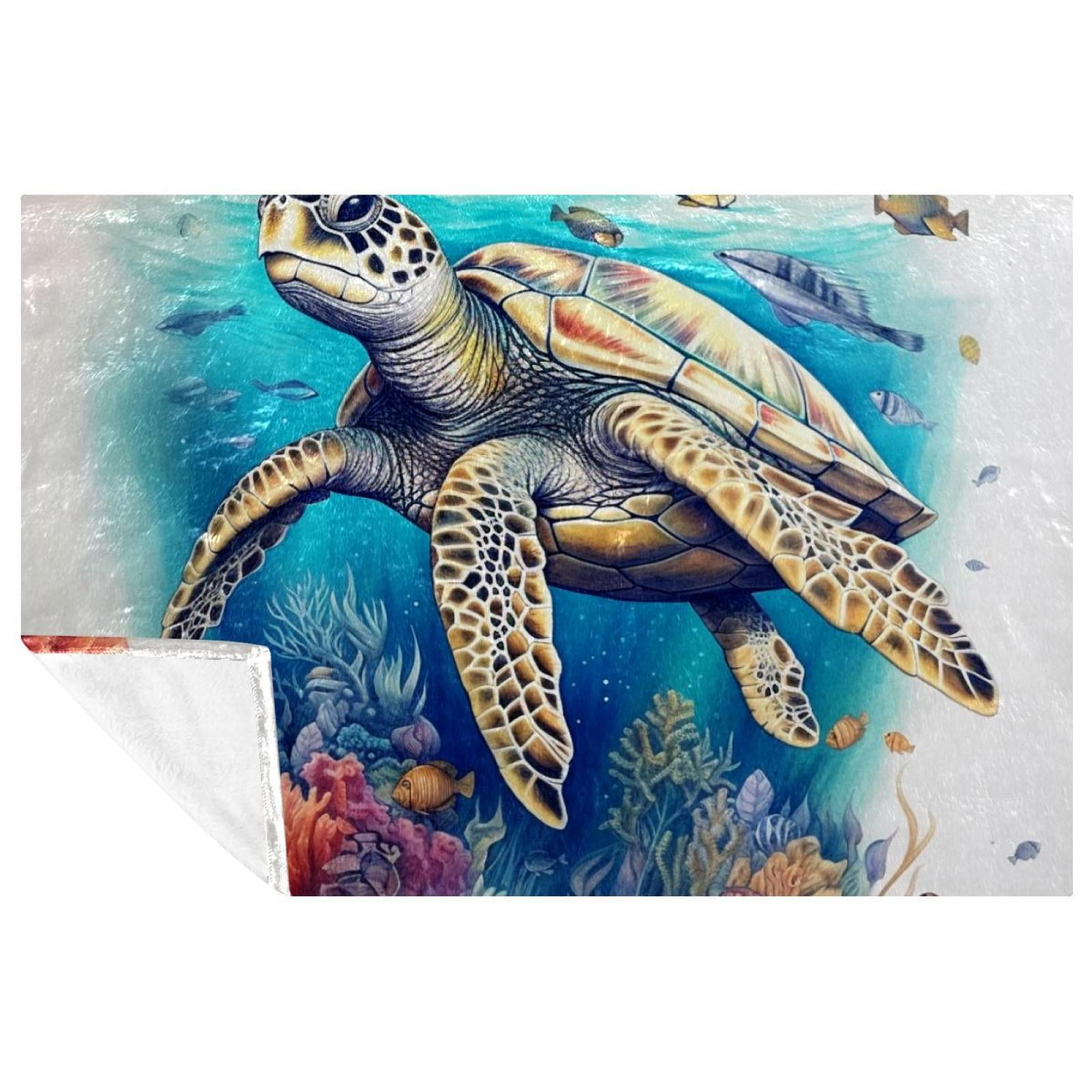 Sea turtle Custom Microfiber Throw Blanket - Soft and Warm Printed ...