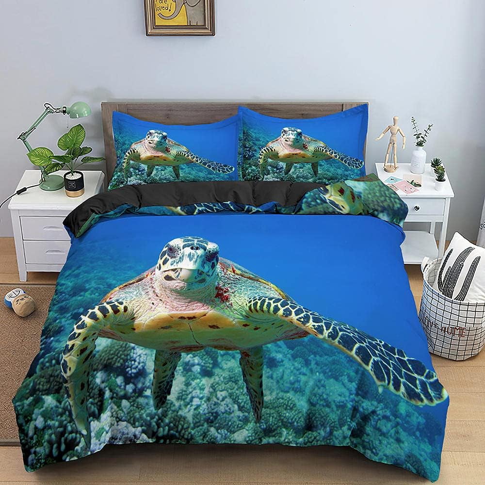 Sea turtle Duvet Cover Set,Bedding Set for Kids and Adult, Home Decor ...